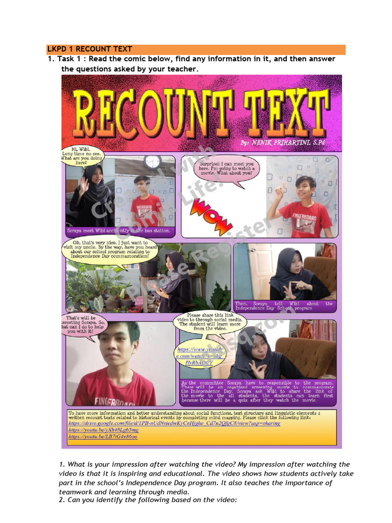 Lkpd 5 Recount Text_1.PDF | PDF | Verb | Adverb