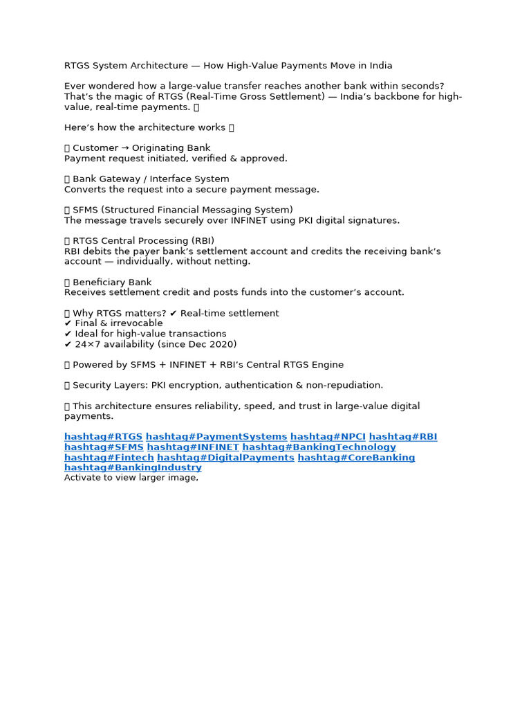 RTGS System Architecture in India | PDF