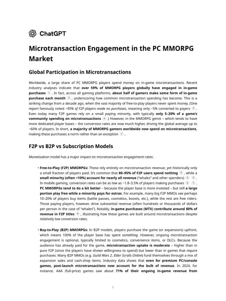 Microtransaction Engagement in The PC MMORPG Market | PDF | Service ...