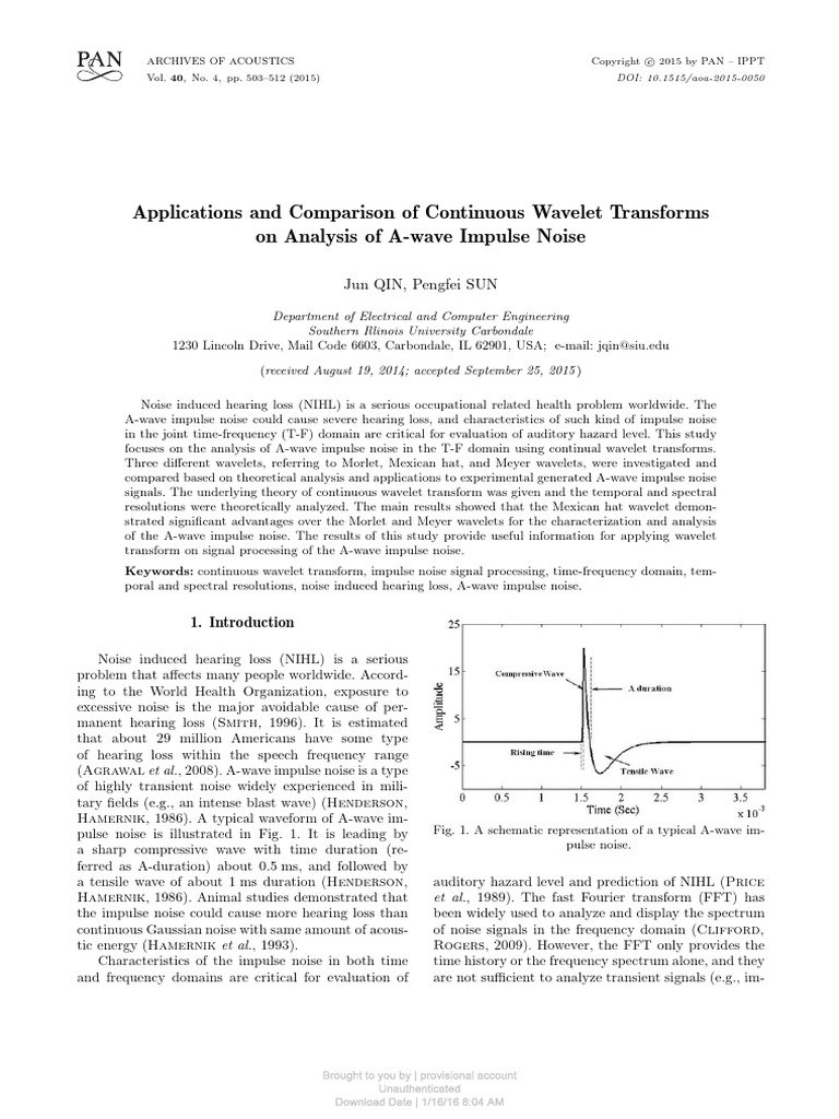 Wavelet Analysis of A-wave Noise Signals | PDF | Wavelet | Signal ...