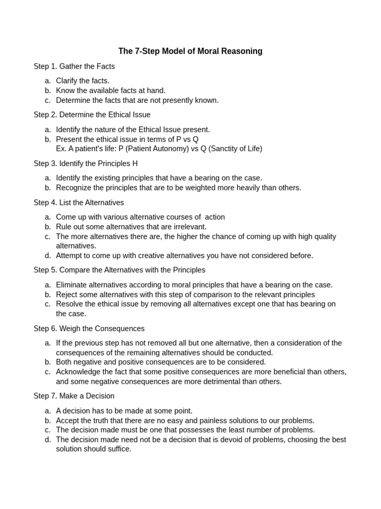 The 7-Step Model of Moral Reasoning (5) | PDF