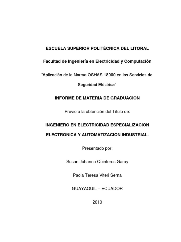 Aplicacion de Las Normas Ohsas 18000 en Los Servicios de Seguridad ... Aplicacion de Las Normas Ohsas 18000 en Los Servicios de Seguridad ...