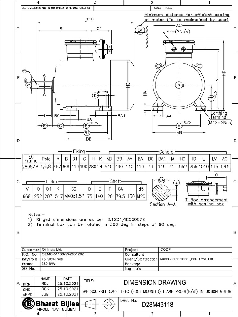 75 KW Motor Drawing | PDF