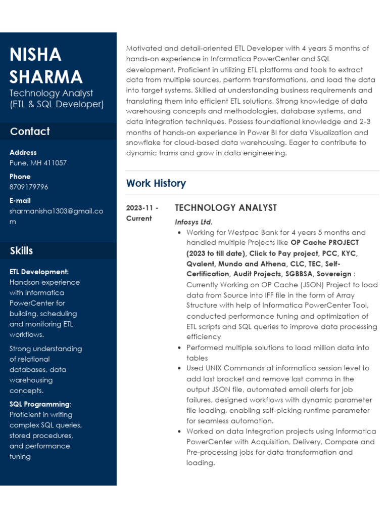 Nisha Sharma CV | PDF | Information Technology Management | Databases