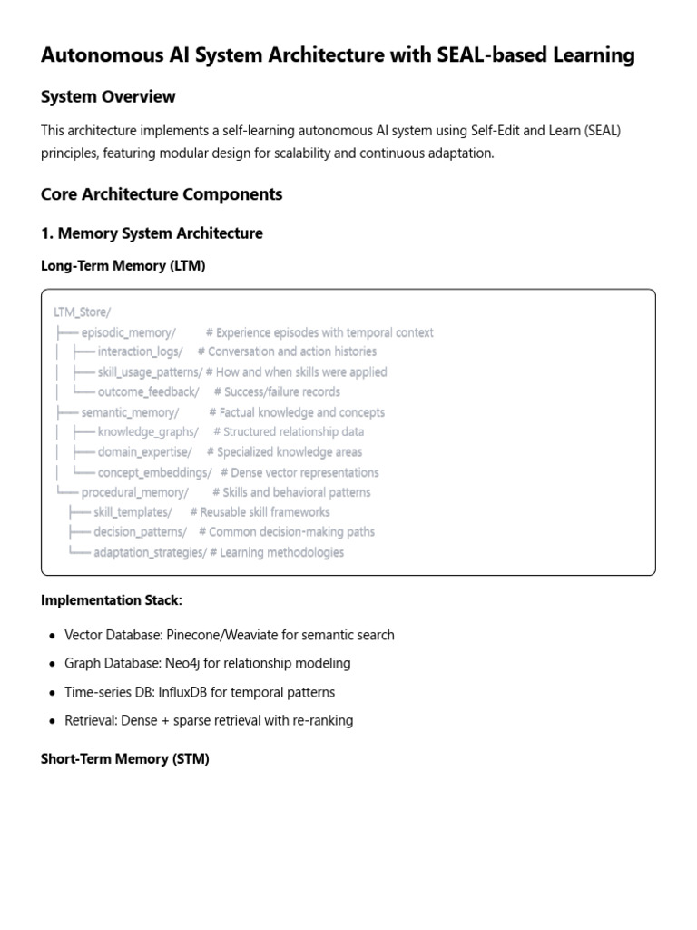 SEAL-Based Autonomous AI Architecture | PDF | Scalability | Artificial ...