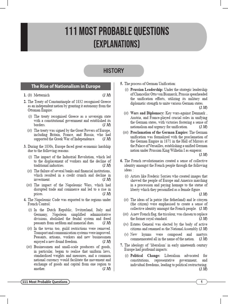 Most Probable Qs Social Science Solutions | PDF | German Empire ...