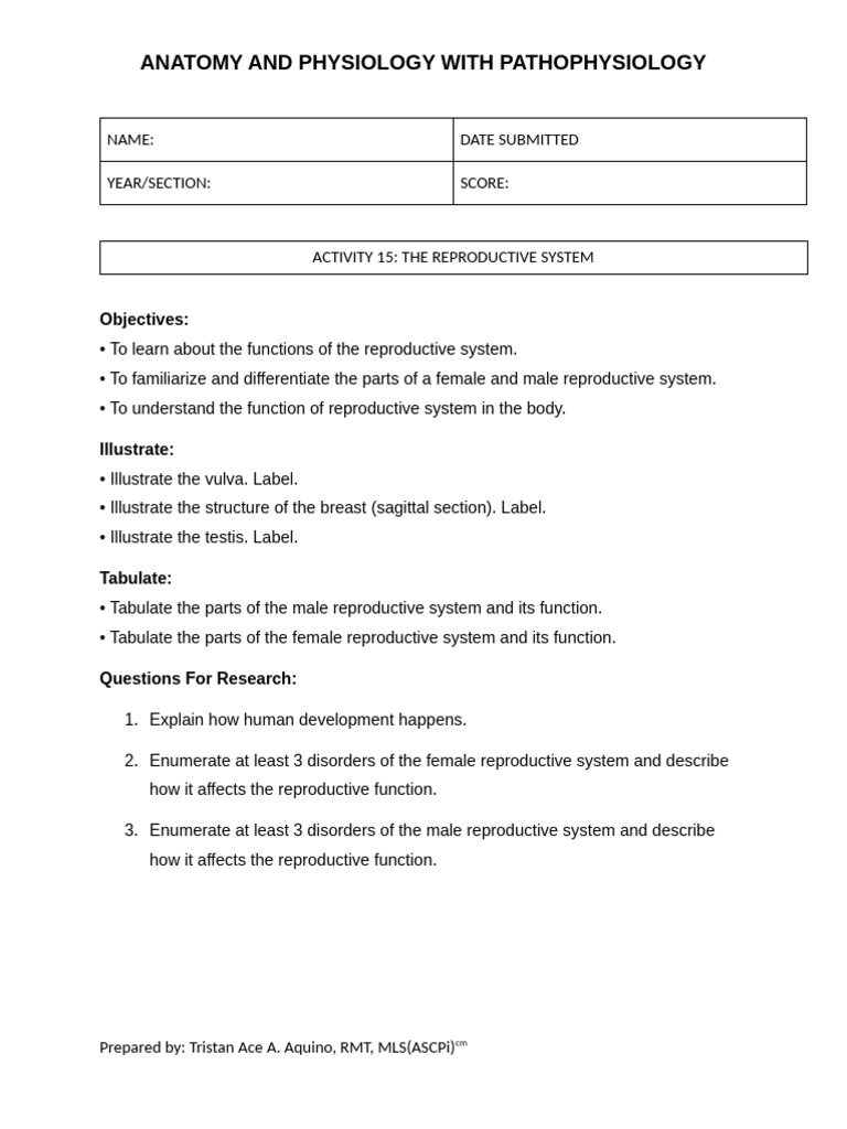 Reproductive System Anatomy & Disorders | PDF