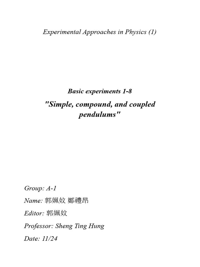 1-8 Simple, Compound, And Coupled Pendulums A1 | PDF | Pendulum ...