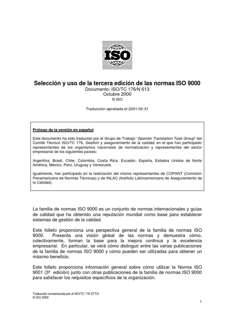 Selección Y Uso De Las Normas Iso 9000 Pdf Pdf Gestión De La