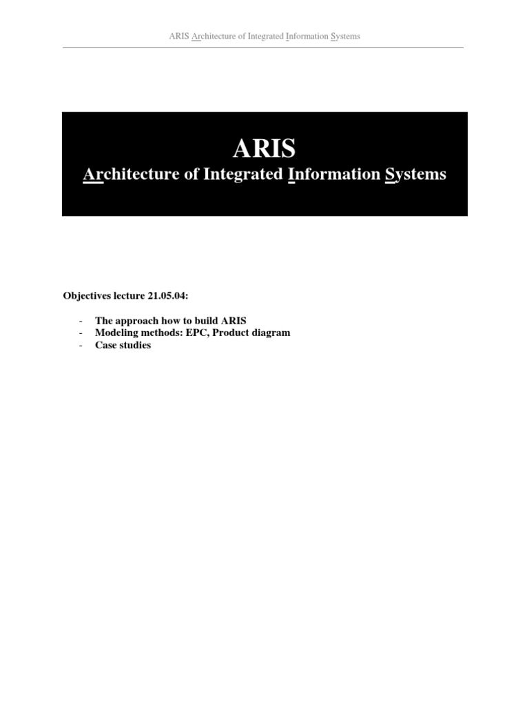 Modeling Enterprise Business Processes and Developing the ARIS Views ...