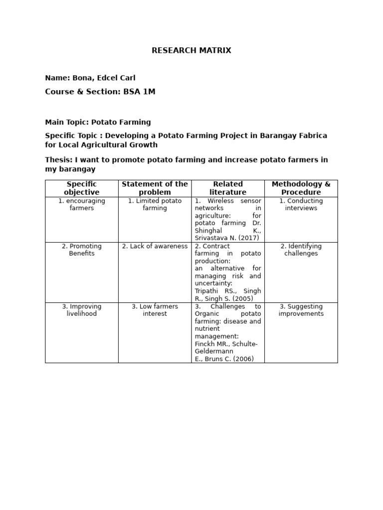 Research Matrix 1 | PDF