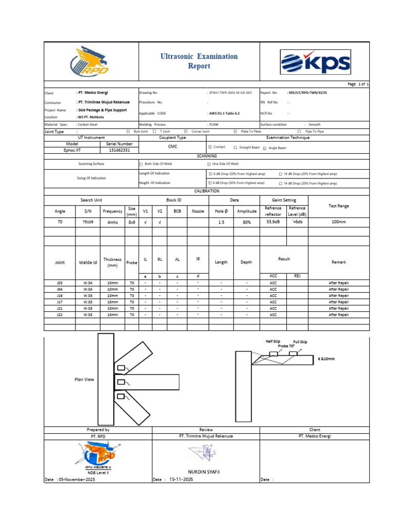 Report UT AWS TWR After Repair - Sign | PDF | Welding | Construction