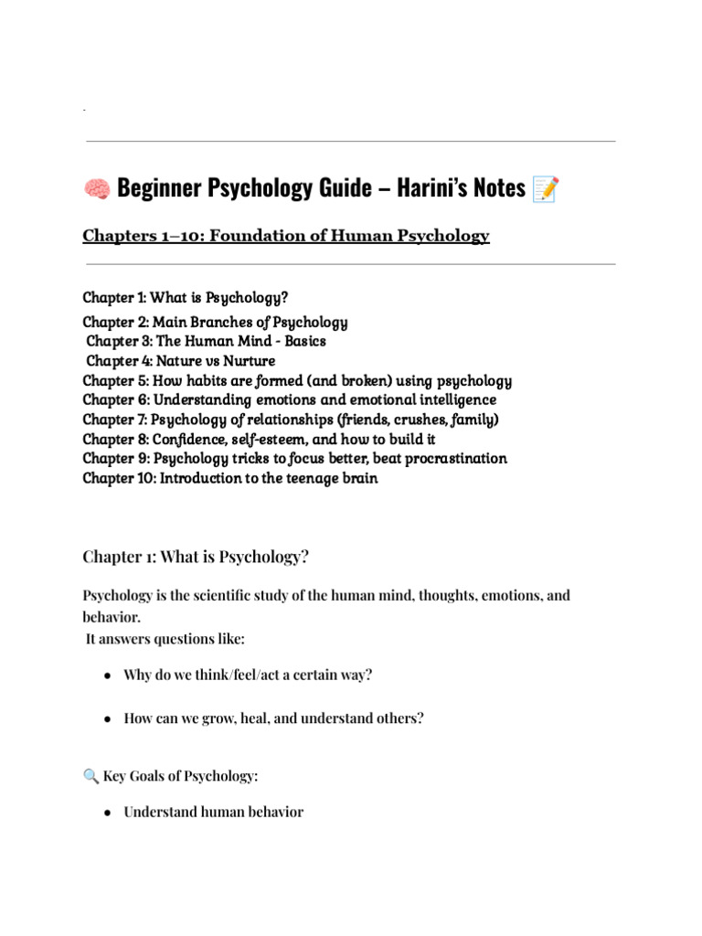 Psychology Notes | PDF | Psychology | Habits