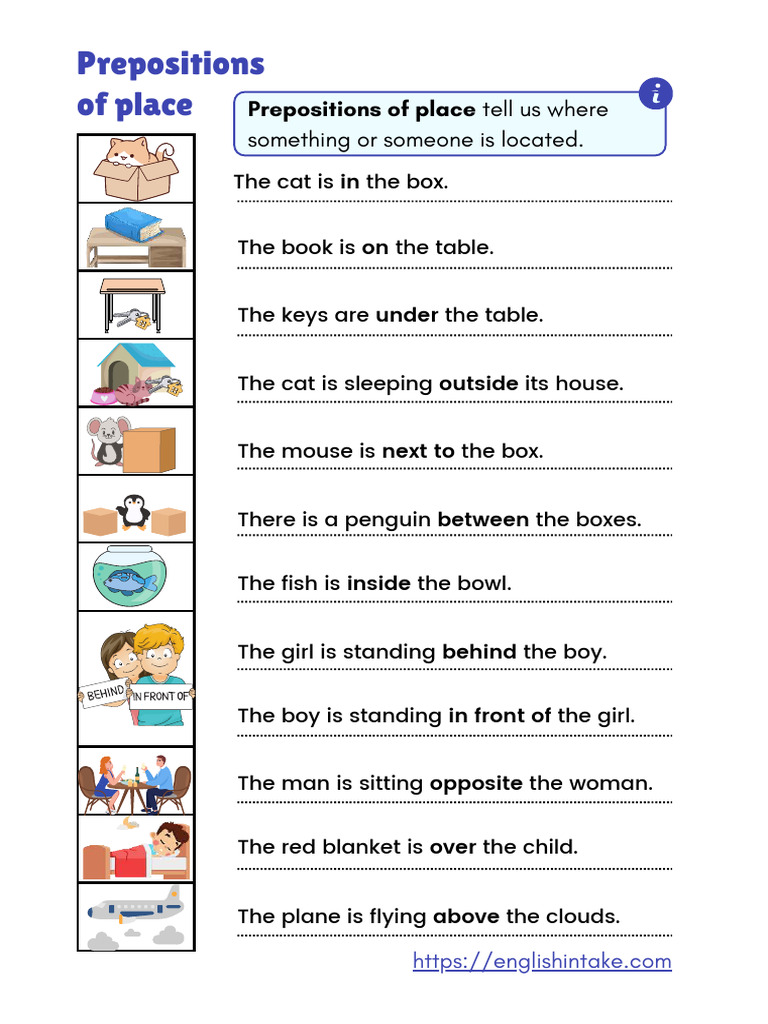 Prepositions of Place Examples | PDF