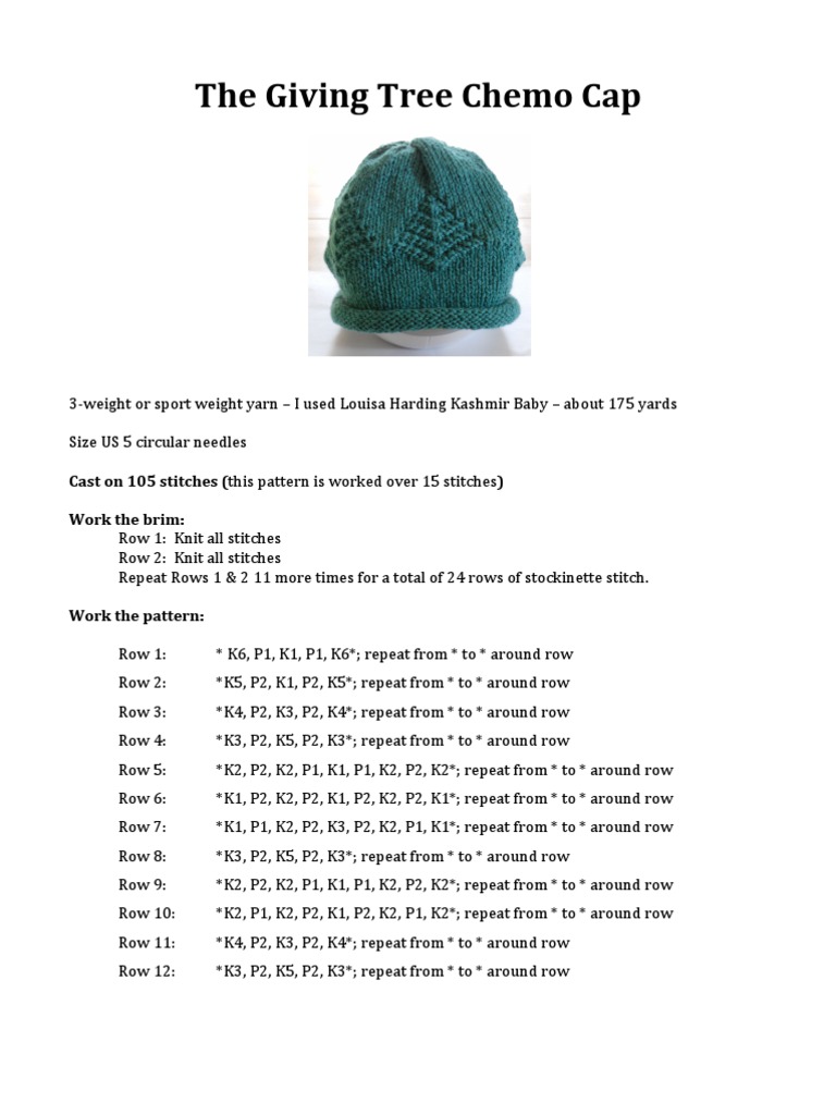 Chemo Cap Knitting Pattern | PDF