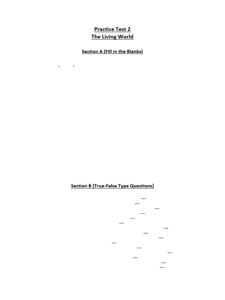 XI A Practice Test 2 | PDF | Species | Taxonomy (Biology)