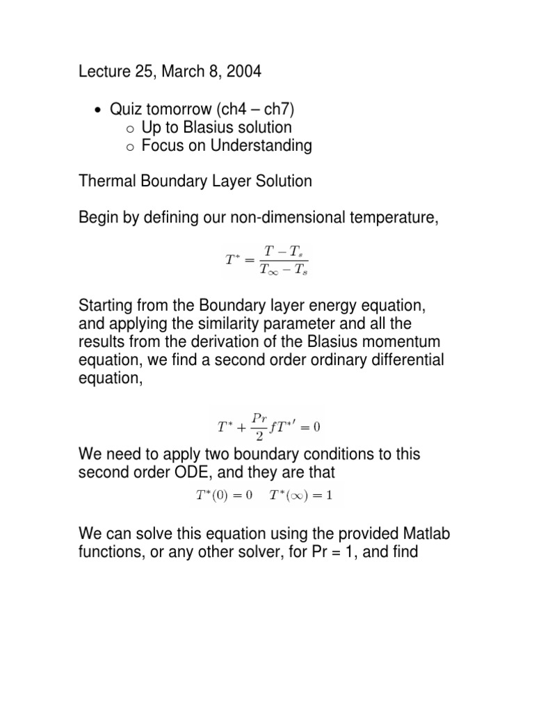 Thermal Boundary Layer Solution | PDF | Boundary Layer | Fluid Dynamics