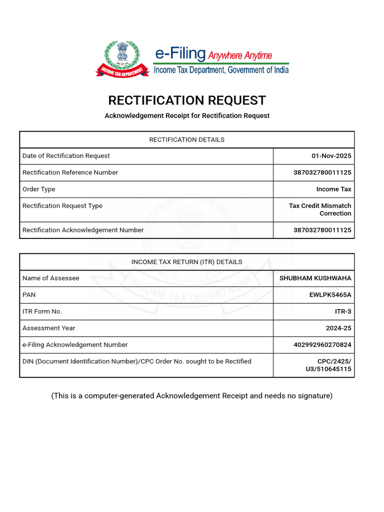 Rectification Arn | PDF