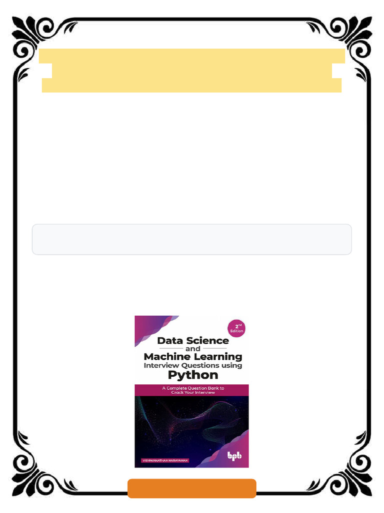 Data Science and Machine Learning Interview Questions Using Python Second Edition Vishwanathan ...
