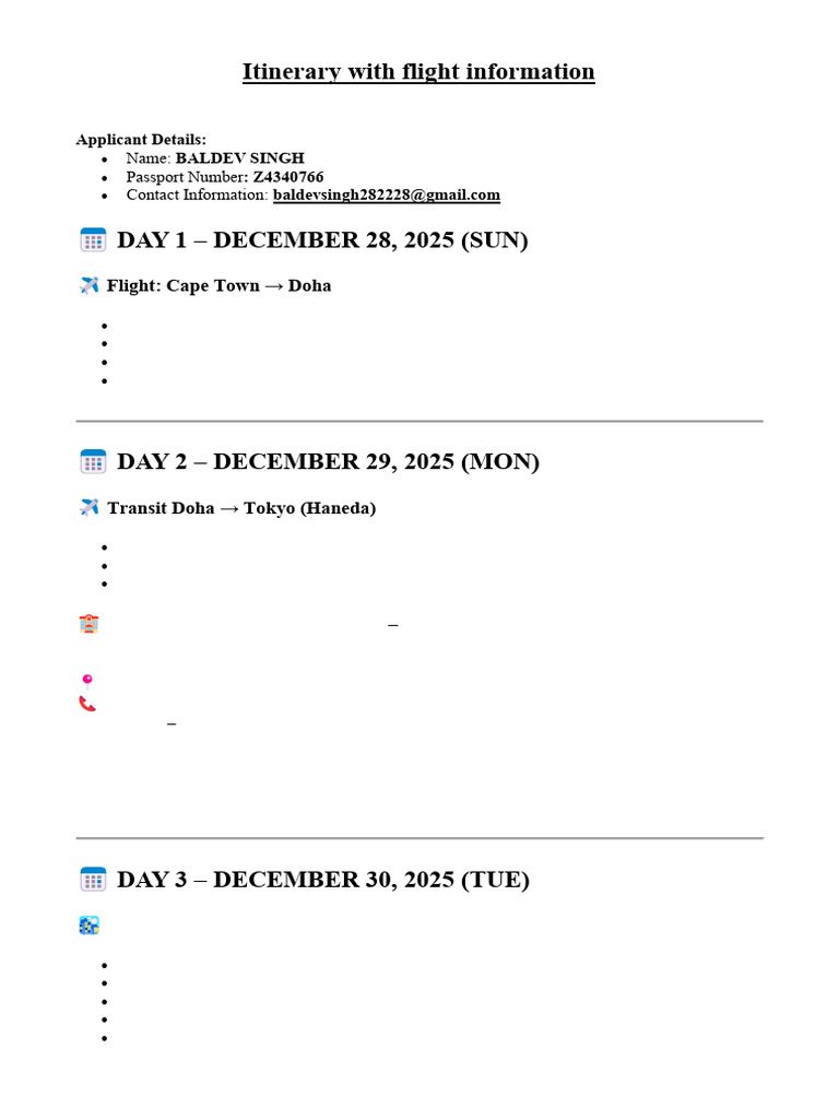 Detailed Schedule of Stay - Compressed | PDF | Aviation | Civil Aviation