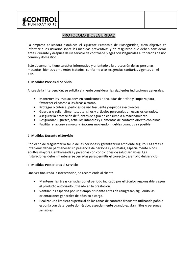 Protocolo de Bioseguridad | PDF
