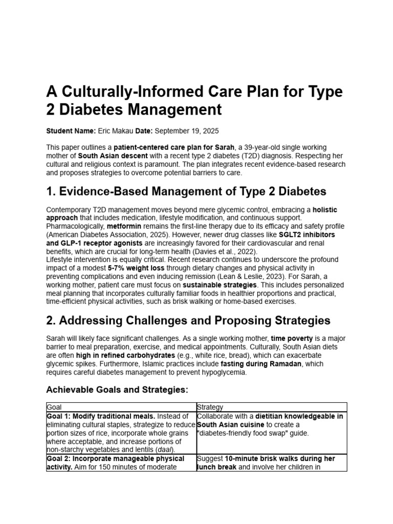 Culturally-Informed Diabetes Care Plan | PDF | Diabetes Management ...