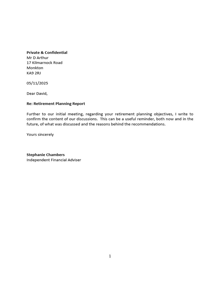 Retirement Planning Report for Mr. Arthur | PDF | Pension | Taxes