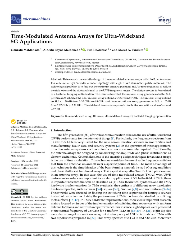 TMAA For UWB 5G Applications | PDF | Ultra Wideband | Electromagnetic ...