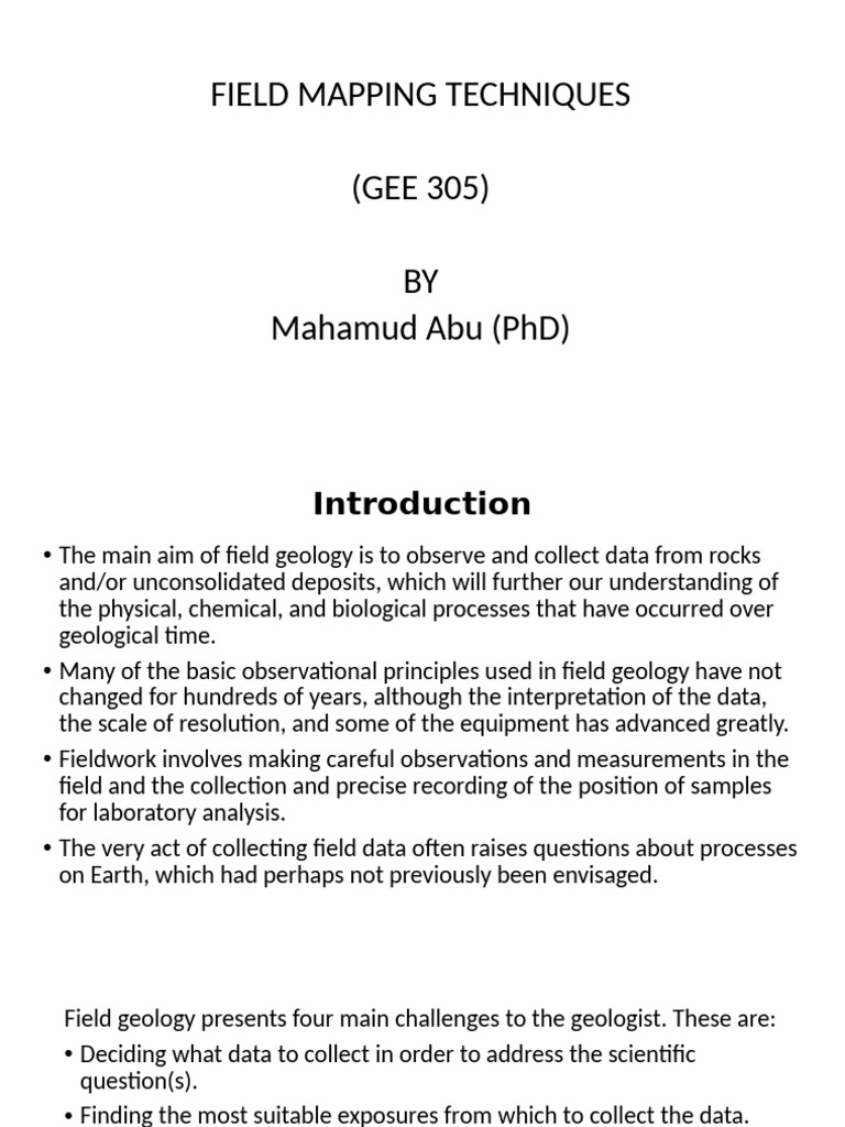 Gee 305 - Field Mapping - Revised | PDF | Compass | Geology