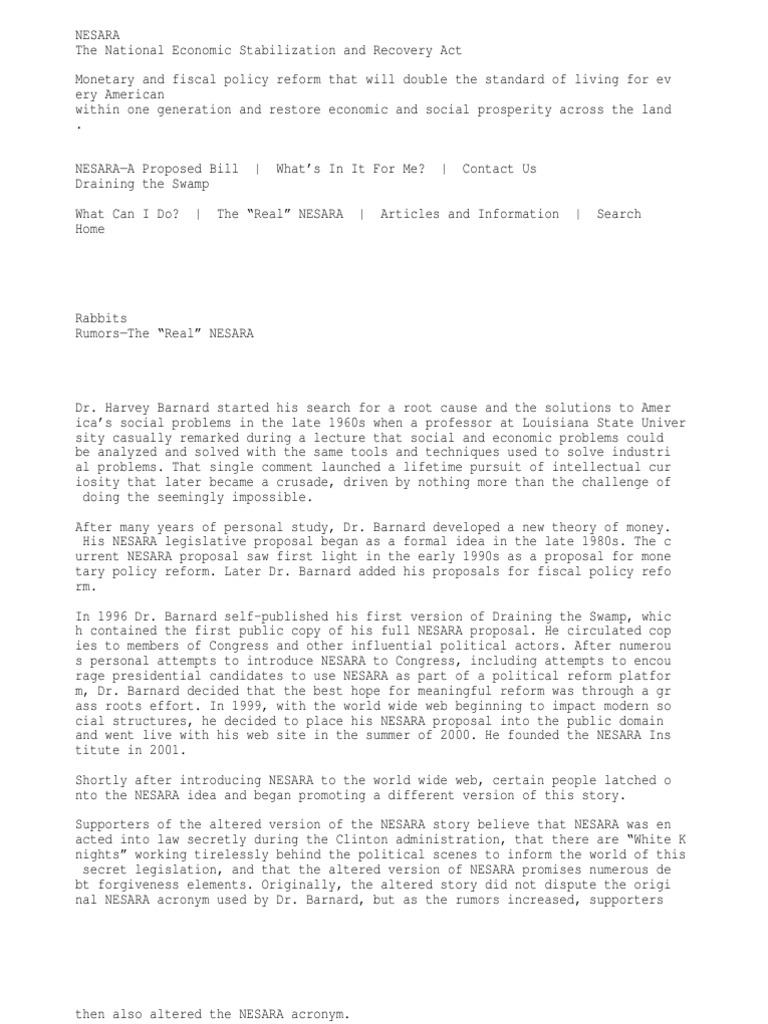 History of Nesara, The "Real" NESARA | PDF | Economies