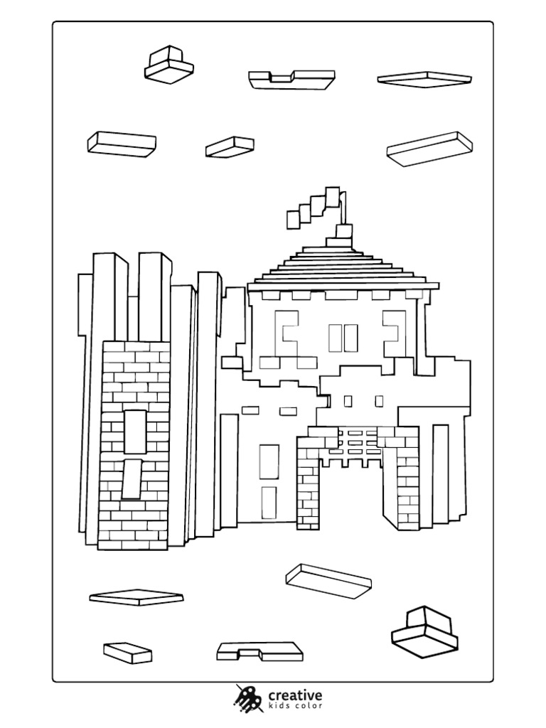 Minecraft Small Castle Coloring Page | PDF