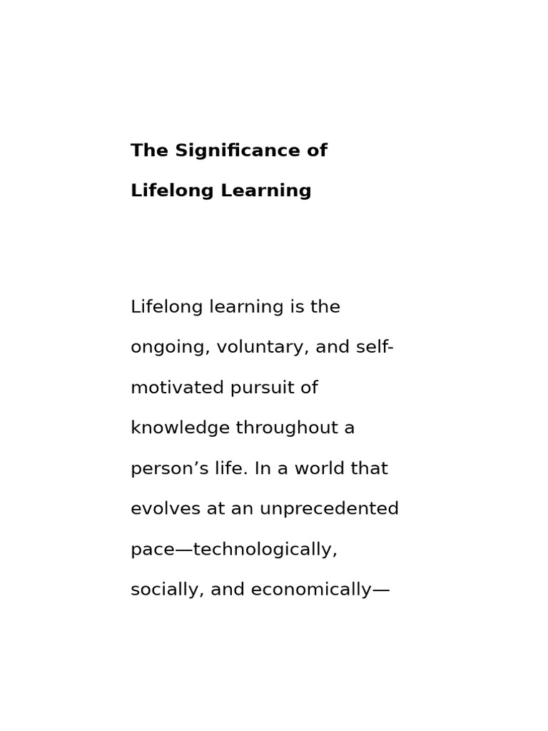 The Significance of Lifelong Learning | PDF | Learning | Lifelong Learning