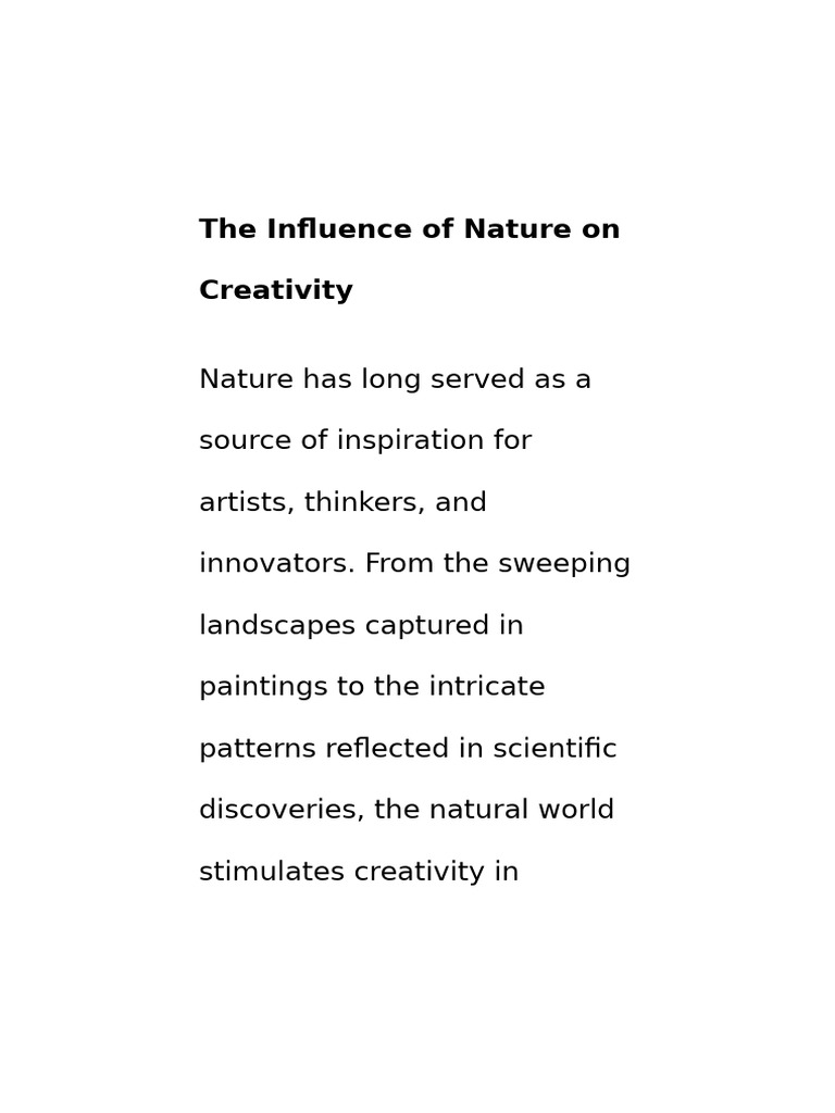 The Influence of Nature On Creativity | PDF | Creativity | Thought