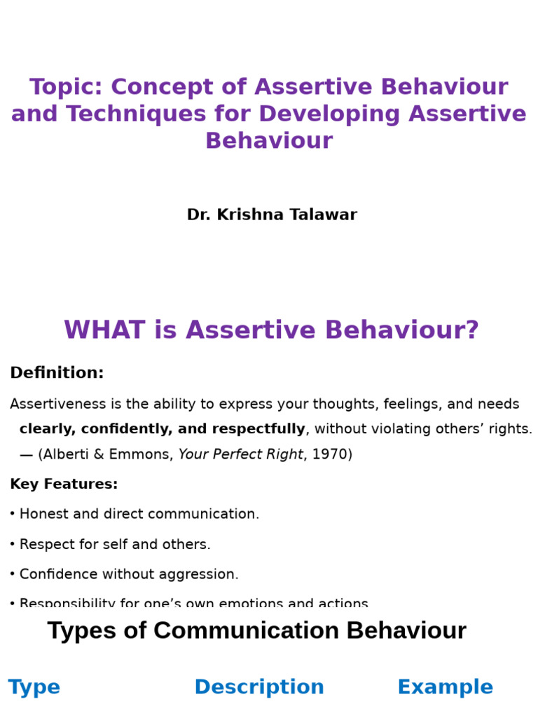 Assertive Behaviour | PDF | Self Esteem | Human Communication