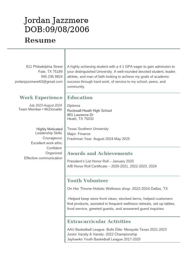 Jordan Resume | PDF