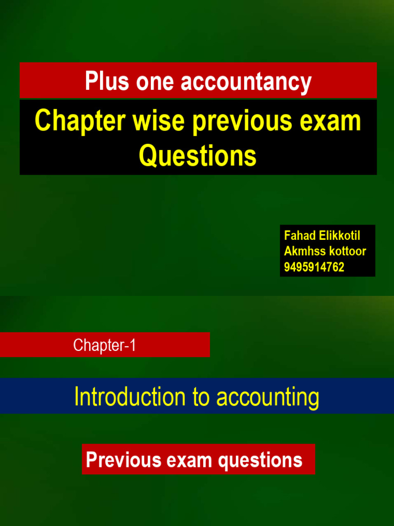 Previous Exam Questions for Accounting | PDF | Debits And Credits | Money