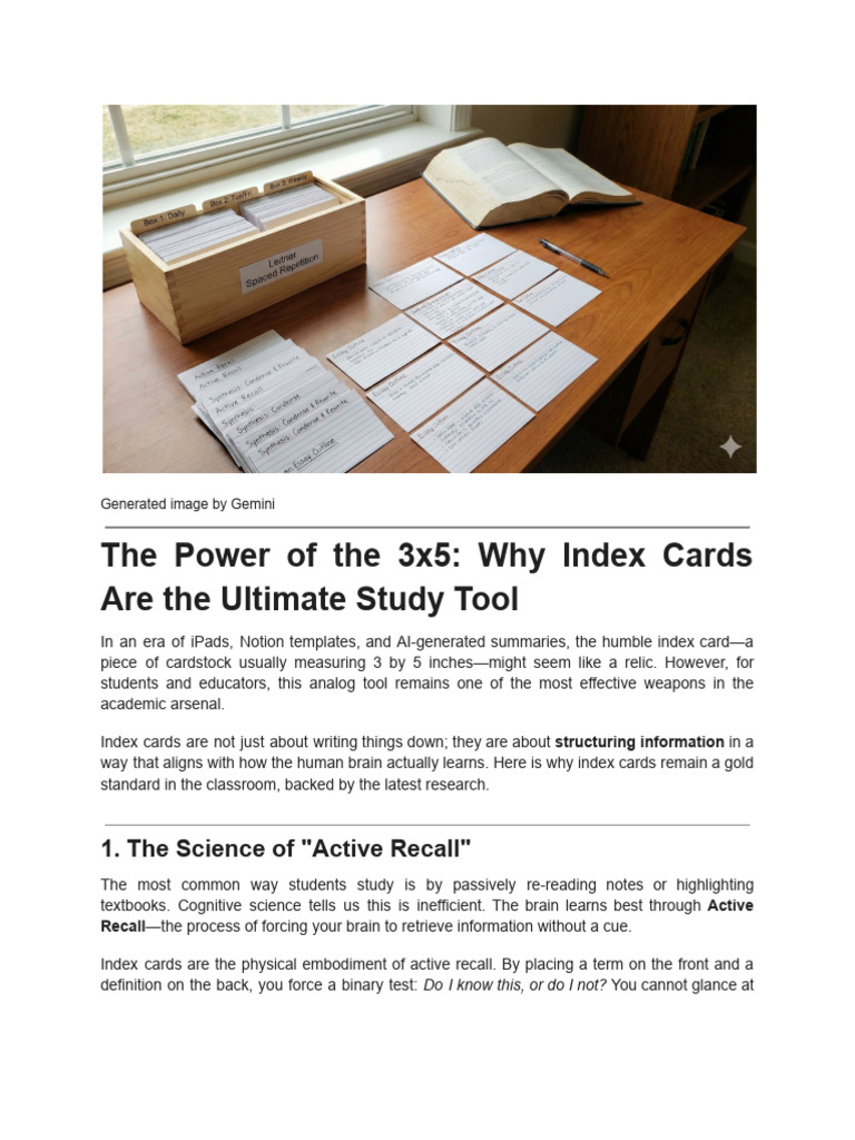 Index Cards As Powerful Tools To Study | PDF | Psychology | Behavioural ...