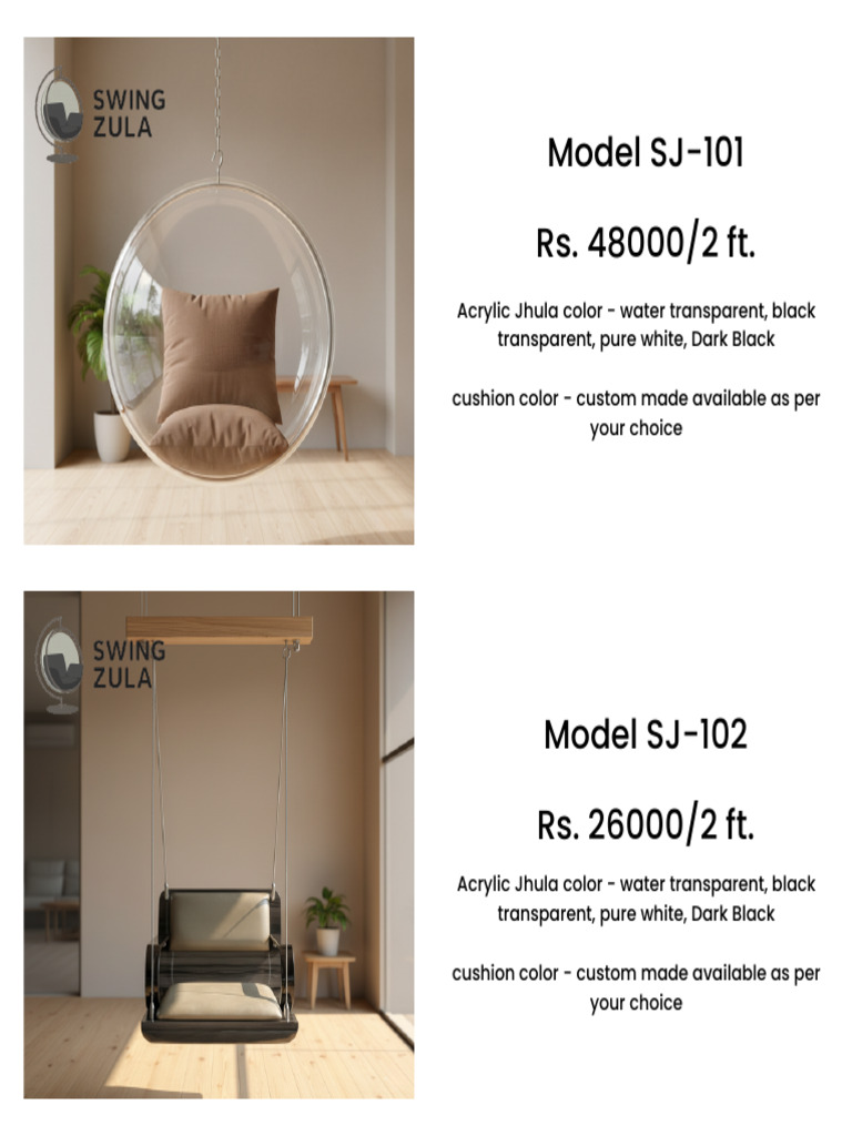 Acrylic and Metal Jhula Prices & Options | PDF