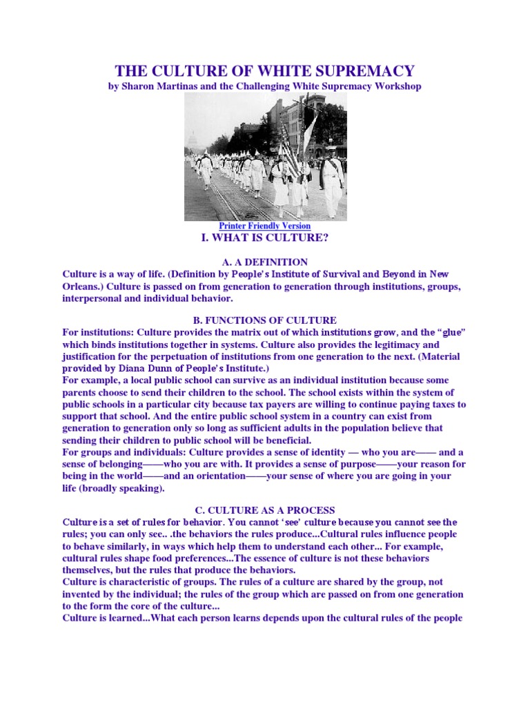 The Culture of White Supremacy | PDF | Racism | Discrimination & Race ...
