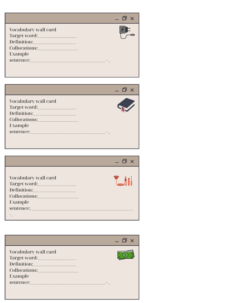 Vocabulary Wall Card Target Word - Definition - Collocations - Example ...