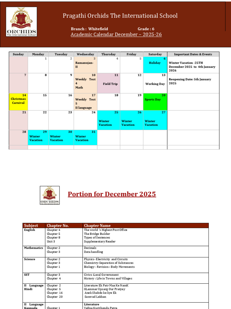 Academic Calendar December 2025-26 | PDF | Linguistics