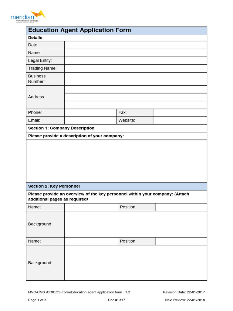 02-Education Agent Application Form | PDF