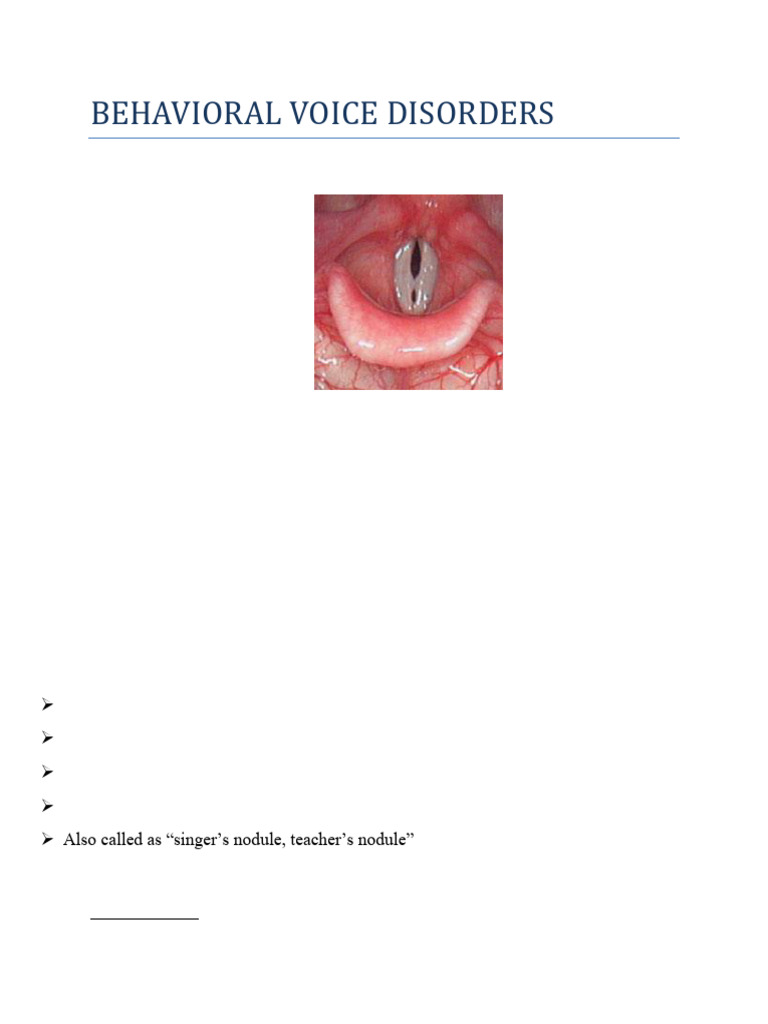 Behavioral Voice Disorders | PDF | Human Voice | Clinical Medicine