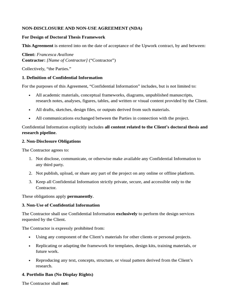 NDA for Doctoral Thesis Design Services | PDF | Non Disclosure ...