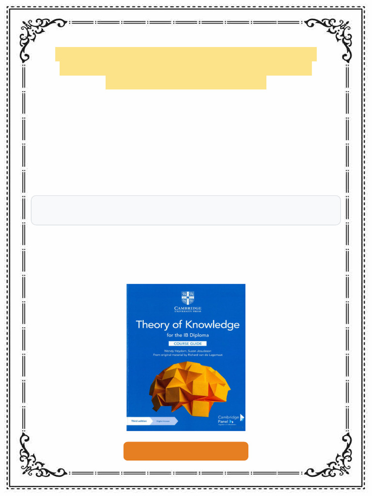 Theory of Knowledge for the IB Diploma 3rd Ed 3rd Edition Wendy Heydorn ...