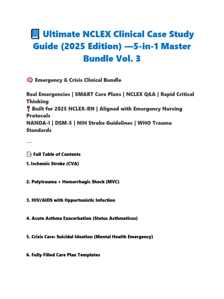 Ultimate NCLEX Clinical Case Study Guide (2025 Edition) - 5-In-1 Master ...