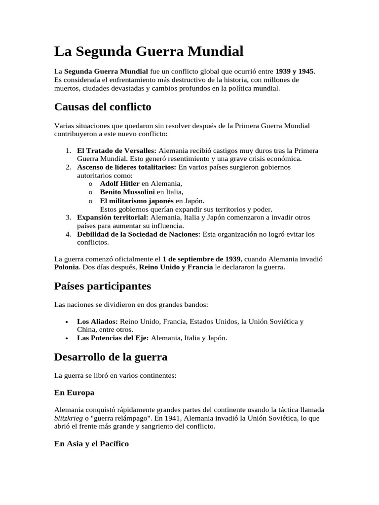 Causas y Consecuencias de la WWII | PDF | Segunda Guerra Mundial ...