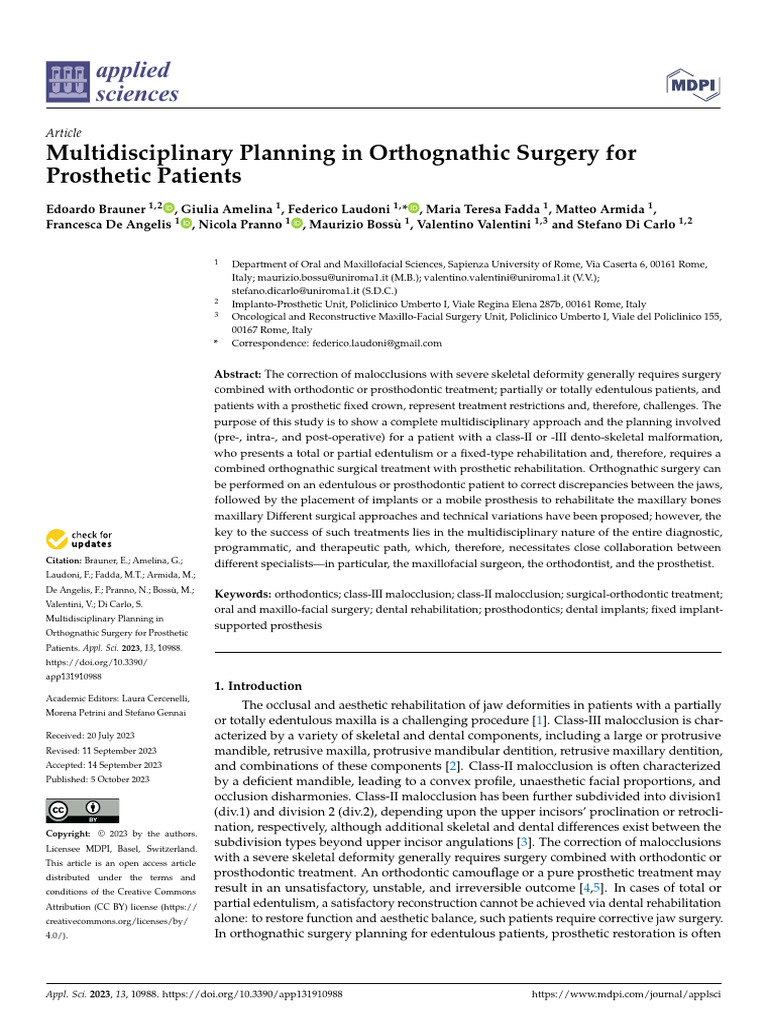 Multidisciplinary Orthognathic Surgery Planning | PDF | Prosthodontics ...