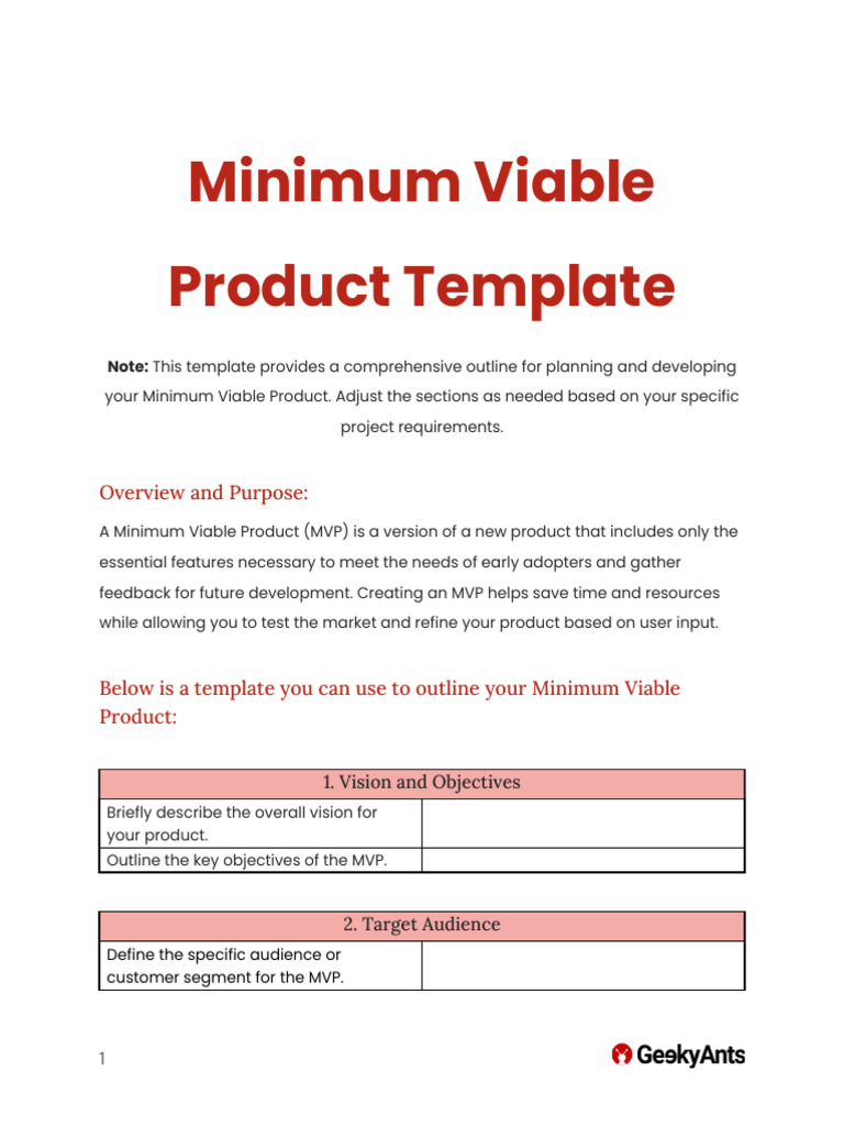 Minimum Viable Product (MVP) Template - GeekyAnts | PDF | Performance ...