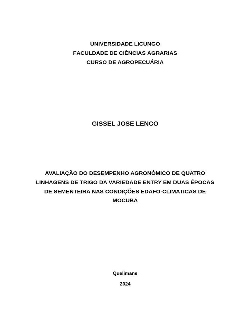 T.C.C. Gissel Lenco 2 | PDF | Cereais | Agricultura
